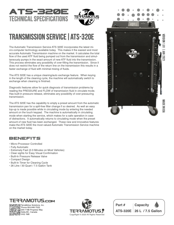 product/ats-320e-transmission-service-flush-machine | TerraMotus ...